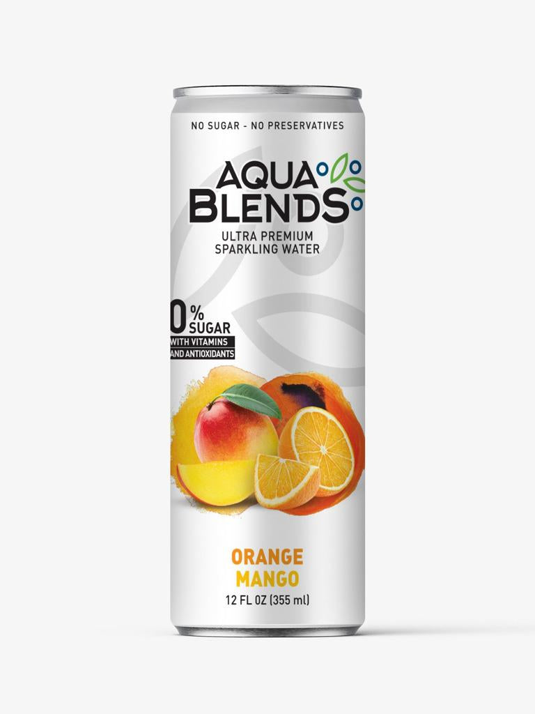 AQUA BLENDS Ultra Premium Sparkling Water Orange/Mango Flavor 12 pack – Aqua Blends